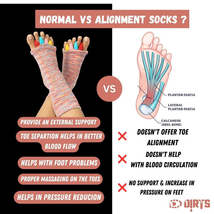 DIRTS Multi Foot Alignment Socks for Bunion, Plantar Fasciitis